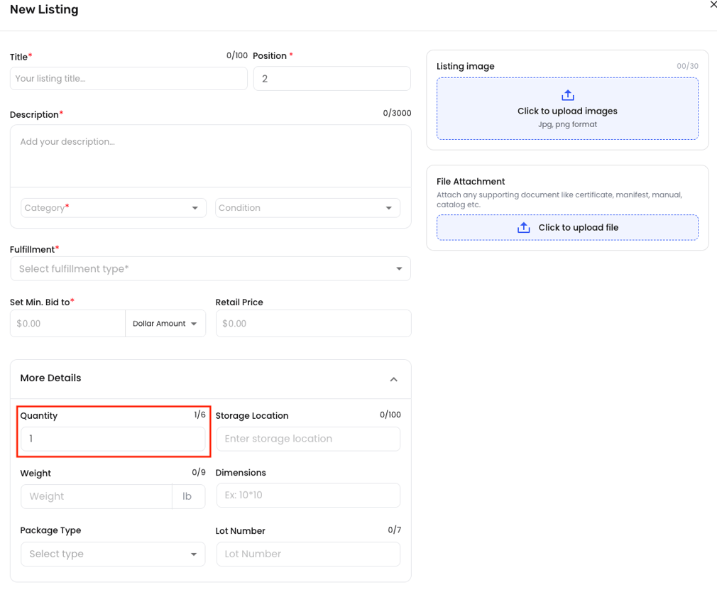 Set Listing Item Quantity